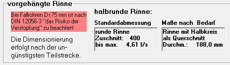 Beschreibung Beispiele zur Rinnenberechnung